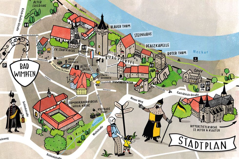 Illustrierter Stadtplan Bad Wimpfen - Ulrike Jensen Illustration Berlin